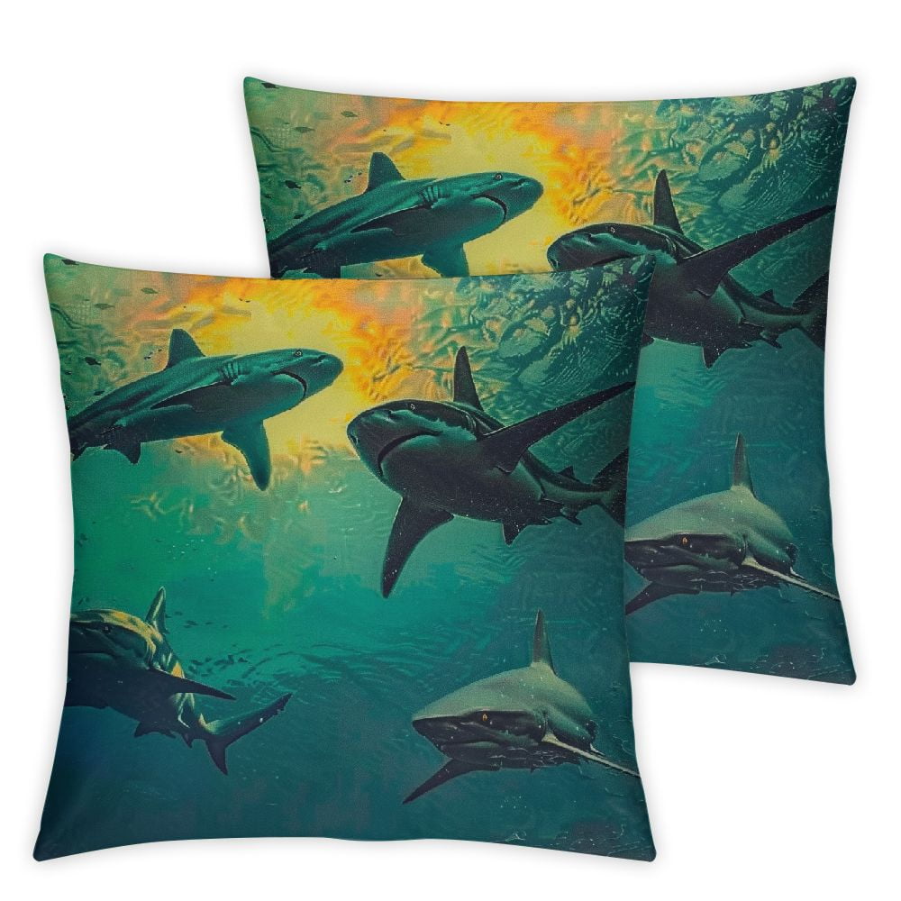 Creowell Ocean Themed Throw Pillow Cover for Bed Sofa, Boys Shark ...