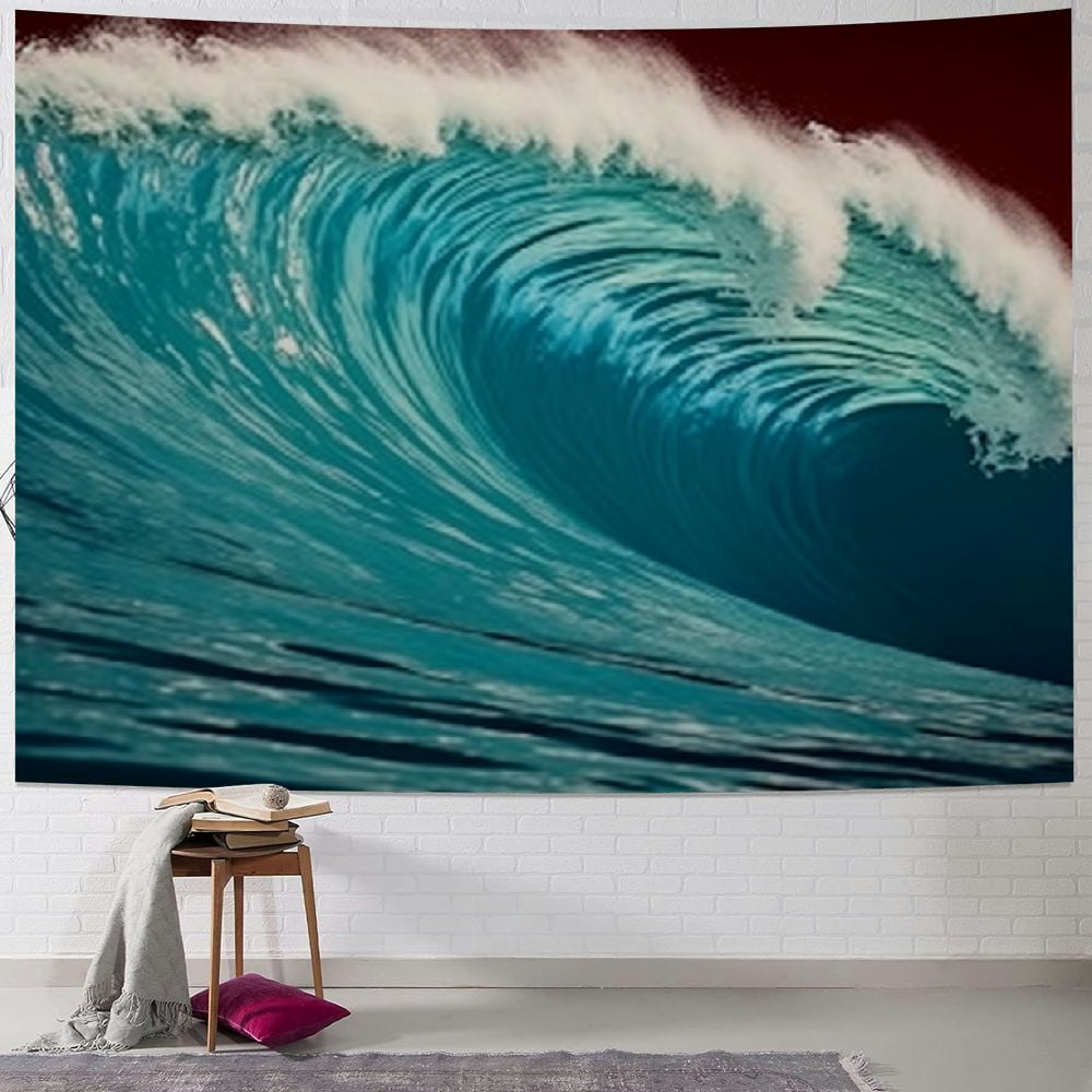 Creowell Ocean Wave Tapestry, Surfing Barrel Wave Breaking Wall Hanging ...