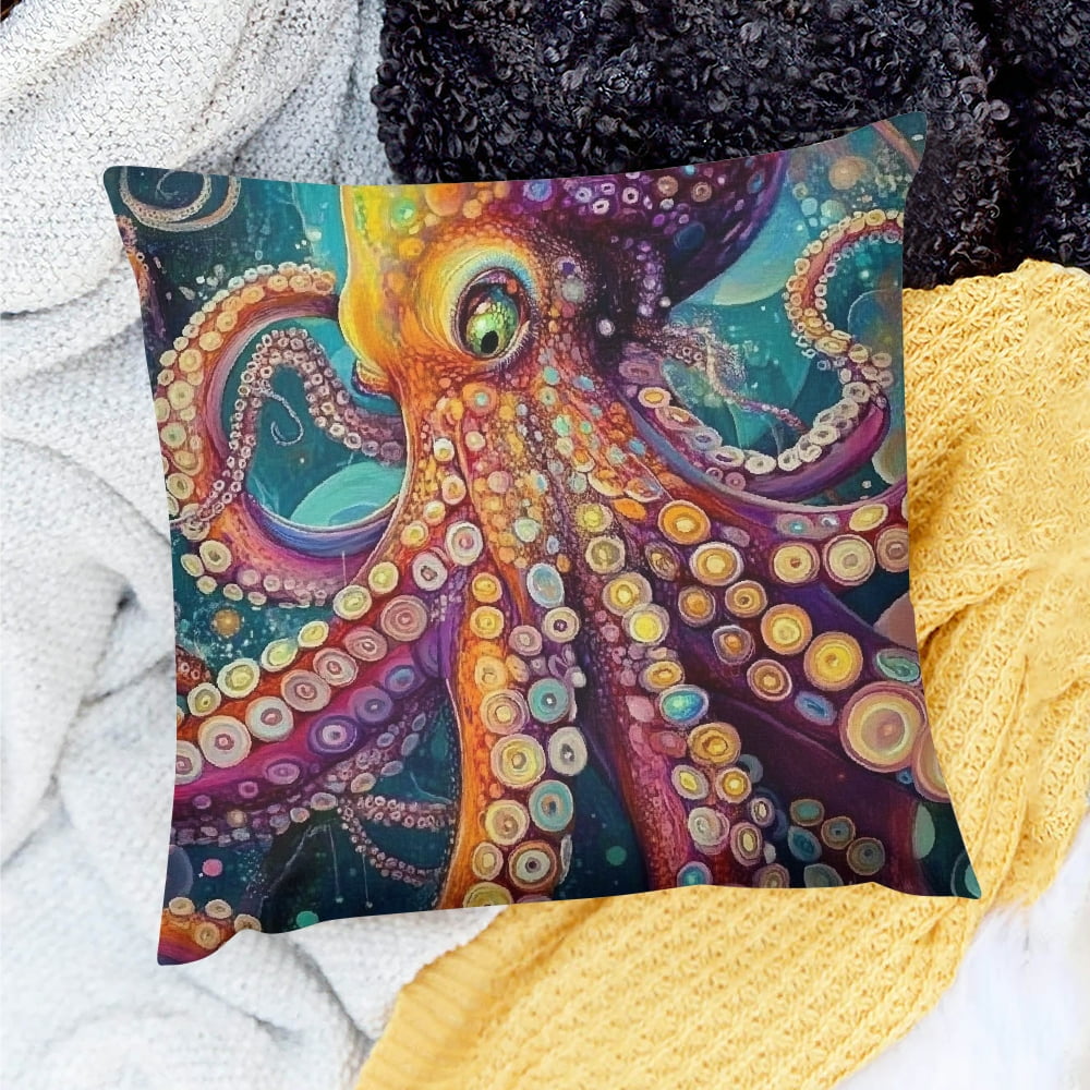 Creowell Octopus Psychedelic Art Pillow Case for Home Sofa Couch ...