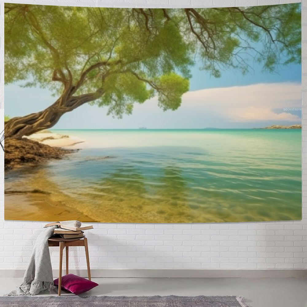 Creowell Office Background Room Divider Decor Tapestry,Beach Scenery ...
