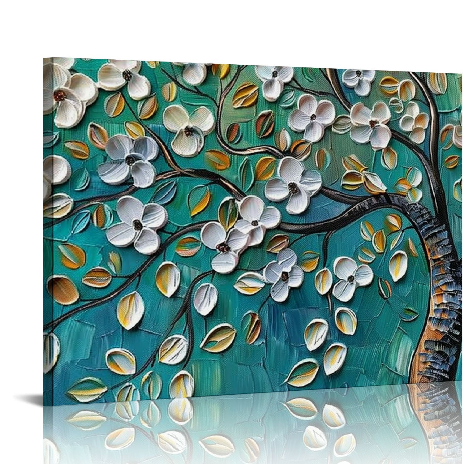 Creowell Oil Painting On Canvas Texture Palette Knife silver Flowers ...