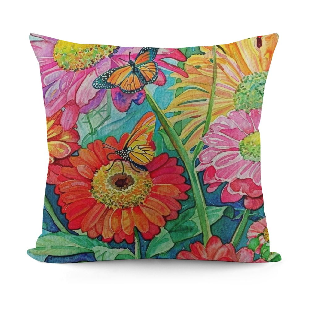Creowell Oil Painting Daisy Flower Throw Pillow Cover Outdoor Spring ...
