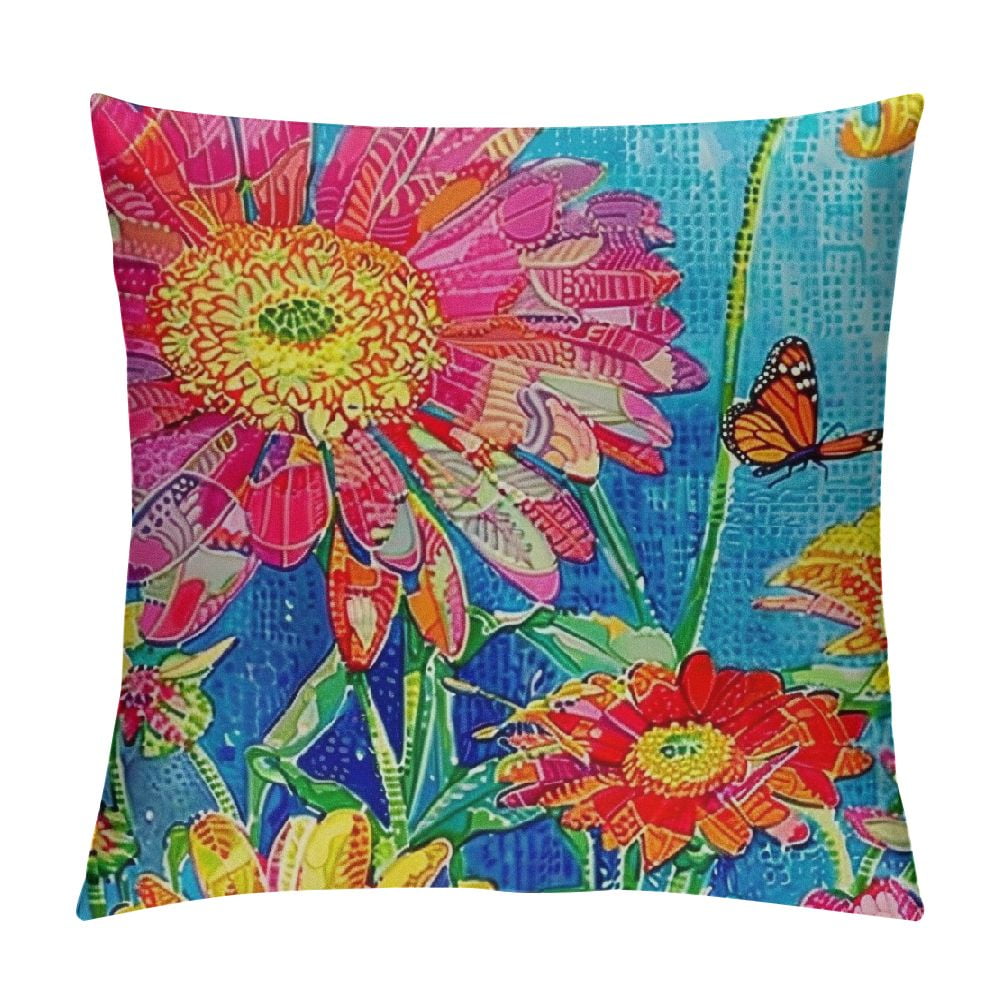 Creowell Oil Painting Daisy Flower Throw Pillow Cover Outdoor Spring ...