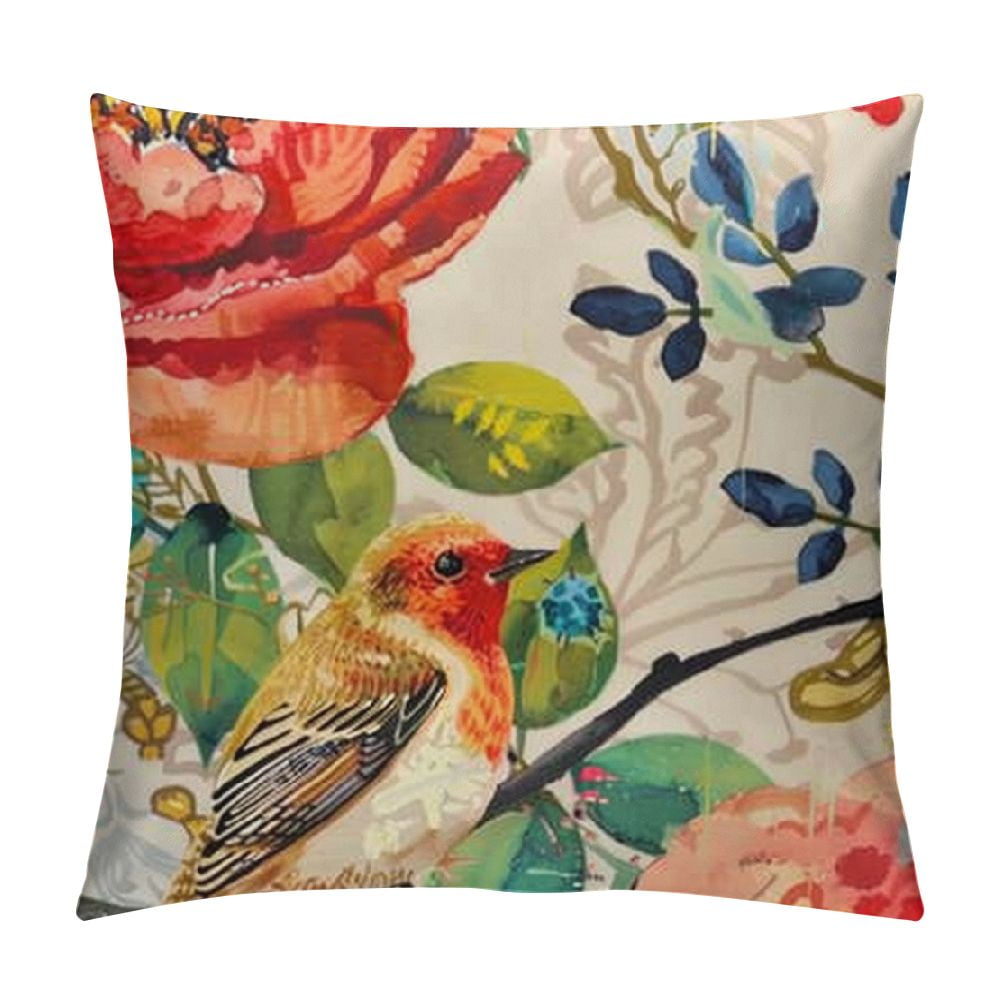 Creowell Oil Painting Flowers and Birds Pillow Covers , Cushion Case ...