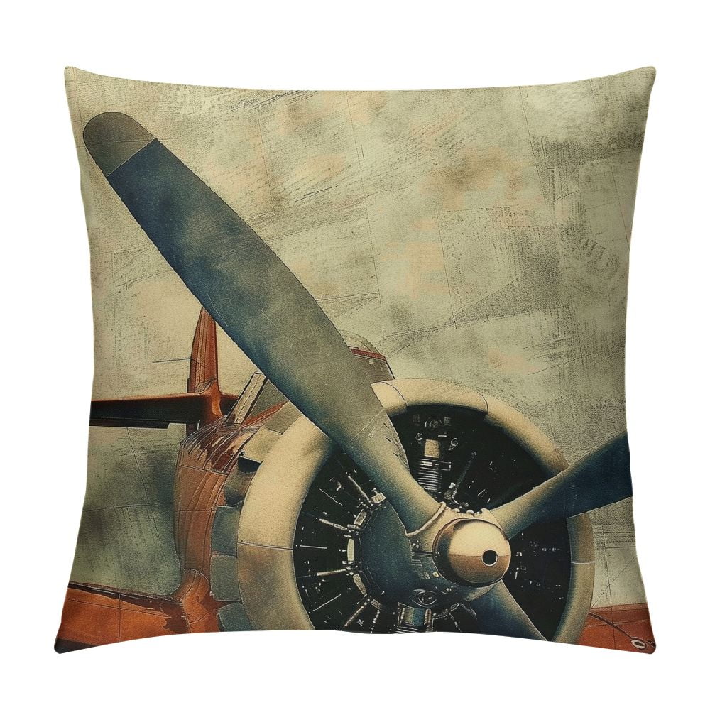 Creowell Old Aircraft Throw Pillow Cover Retro Vintage Plane Aviation ...