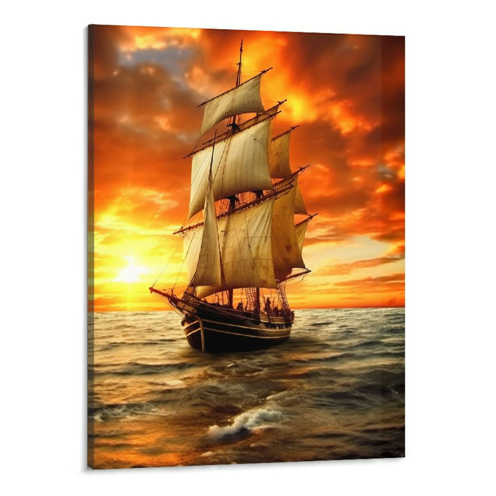 Creowell Old Sailing Ship Pirate Ship Pirates of The Caribbean Poster ...