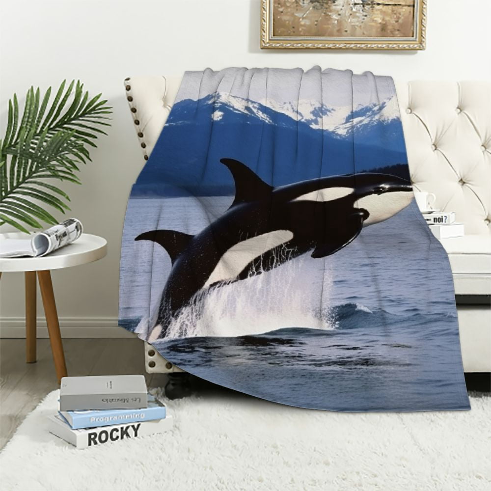 Creowell Orca Snow Capped Mountains Wildlife Photography Throw Blanket ...