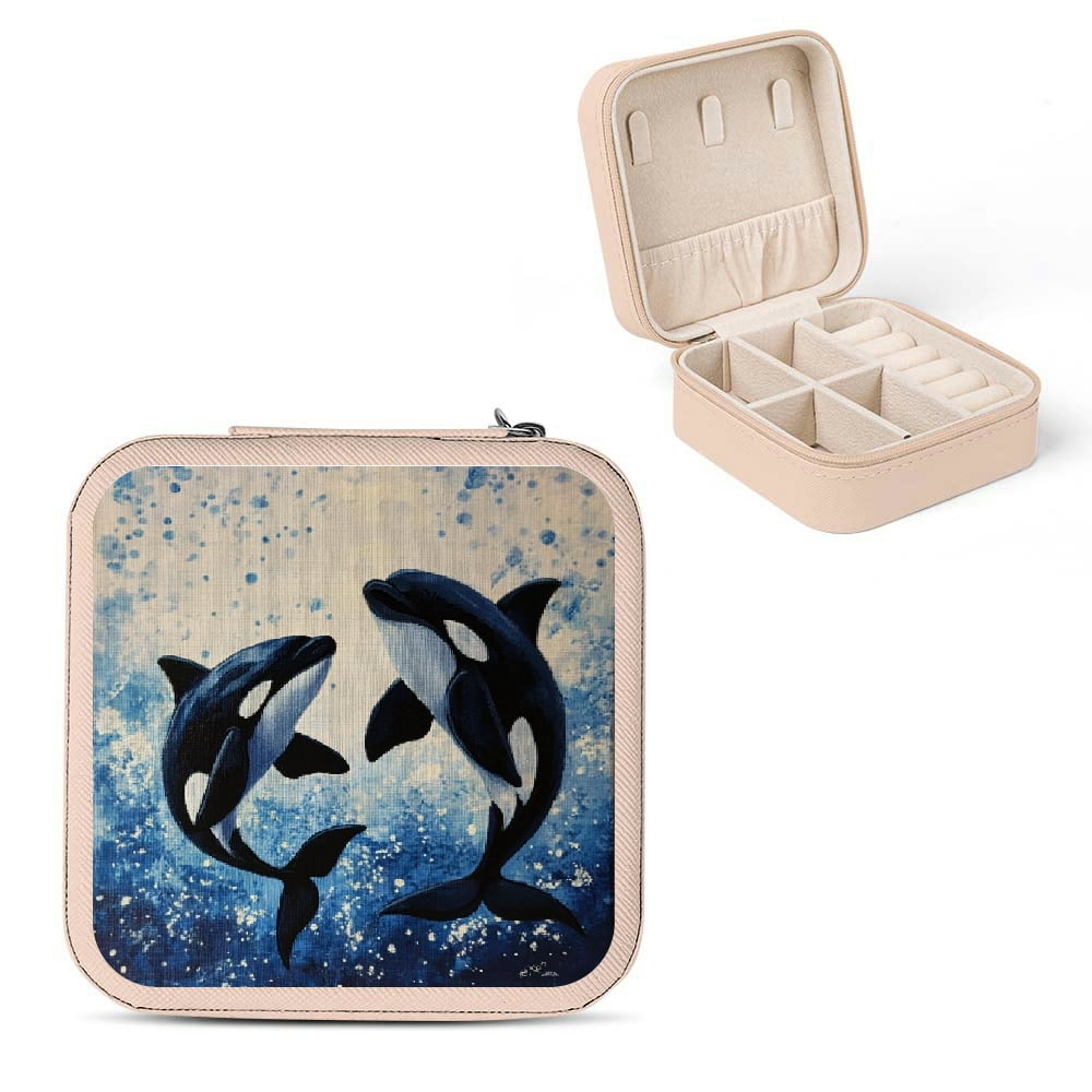 Creowell Orca Whales Ocean Bubbles Small Jewelry Box for Women Necklace ...
