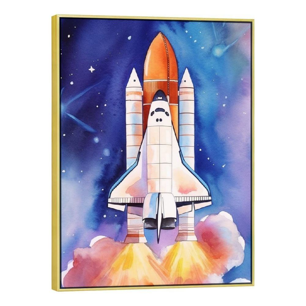Creowell Outer Space Canvas Wall Art Watercolor Space Shuttle Canvas ...