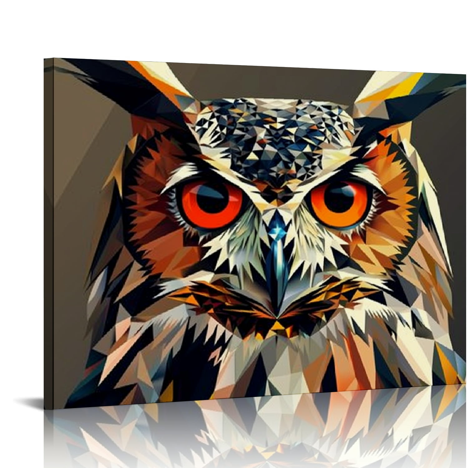 Creowell Owl Triangles Print Canvas Wall Art Decor Ready To Hang ...