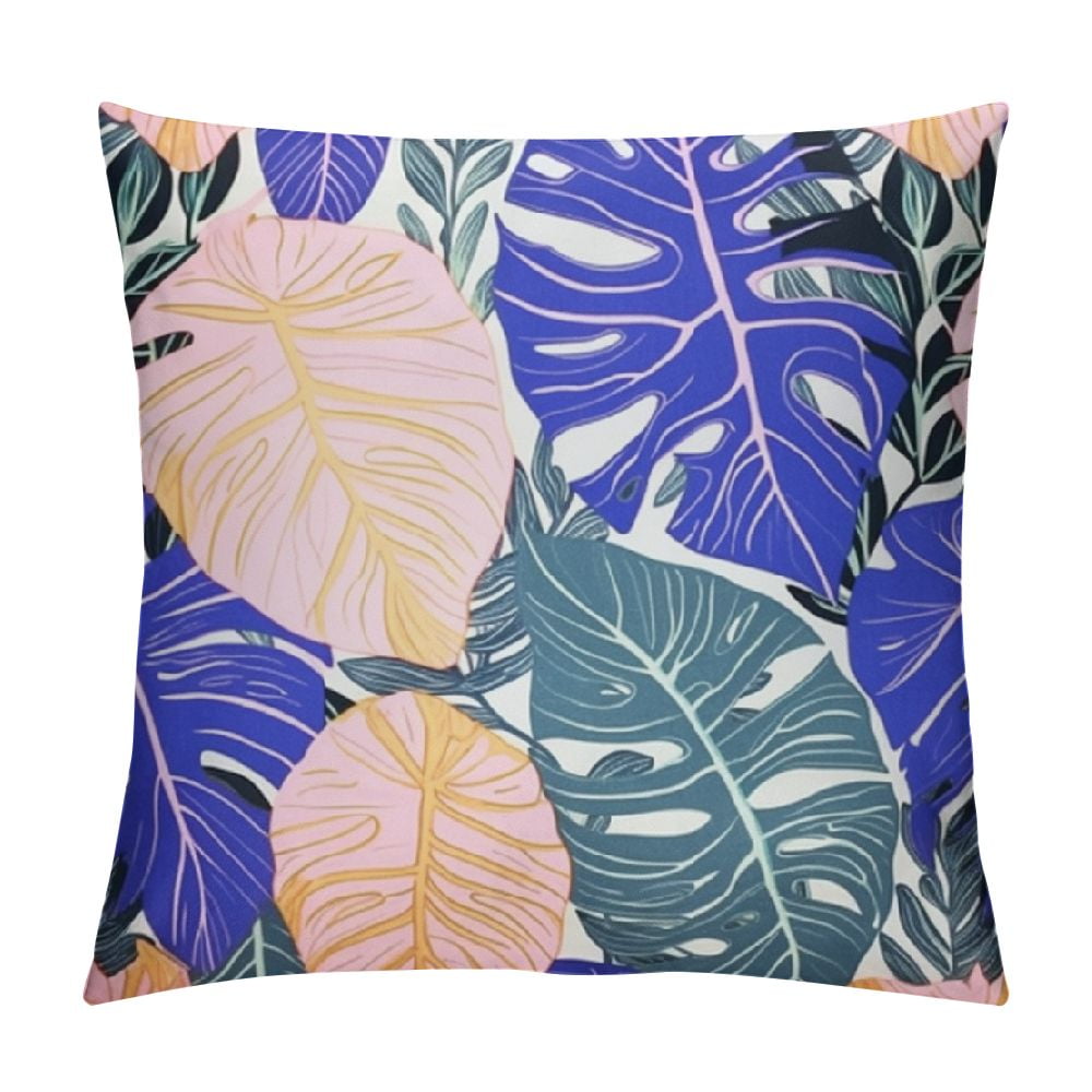 Creowell Palm Leaf Throw Pillow Cover Leopard Print Cheetah Wild Animal ...