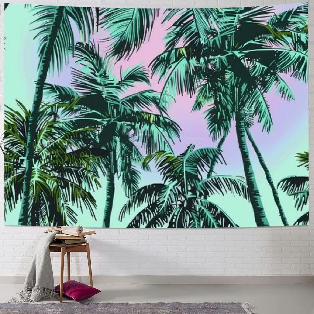 Creowell Palm Tree Backdrop Greenery Wall Hanging Tapestry Tropical ...