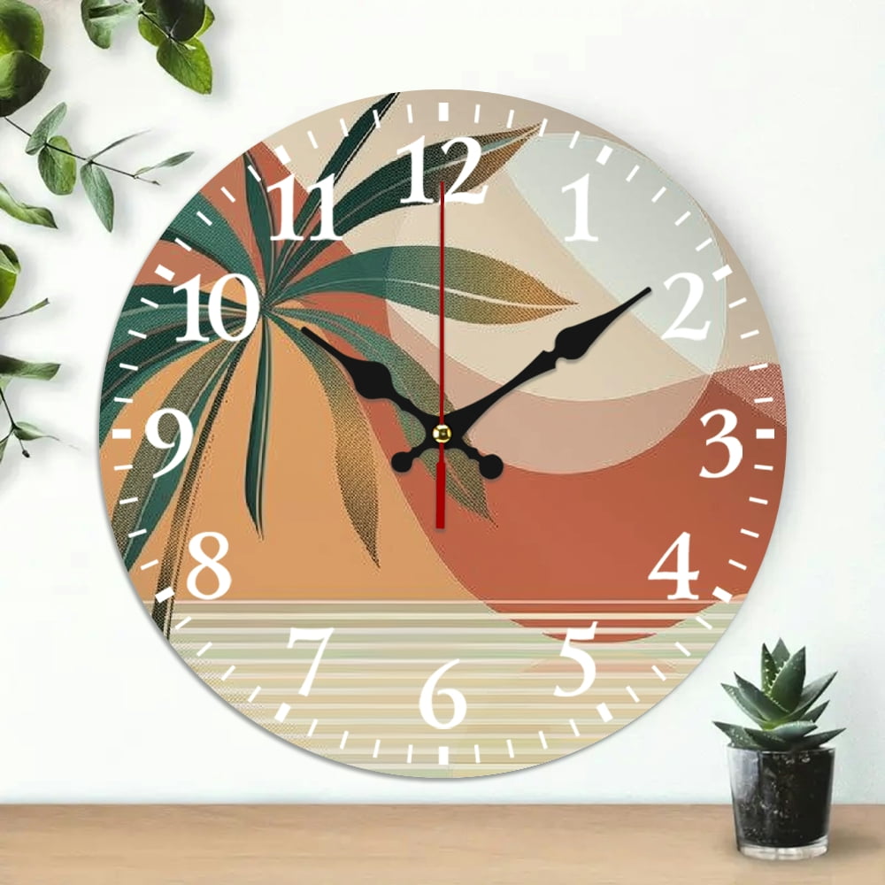 Creowell Palm Tree Beach Sunset Wall Clock 10 Inch Frameless Decor 10x10in - Walmart.com