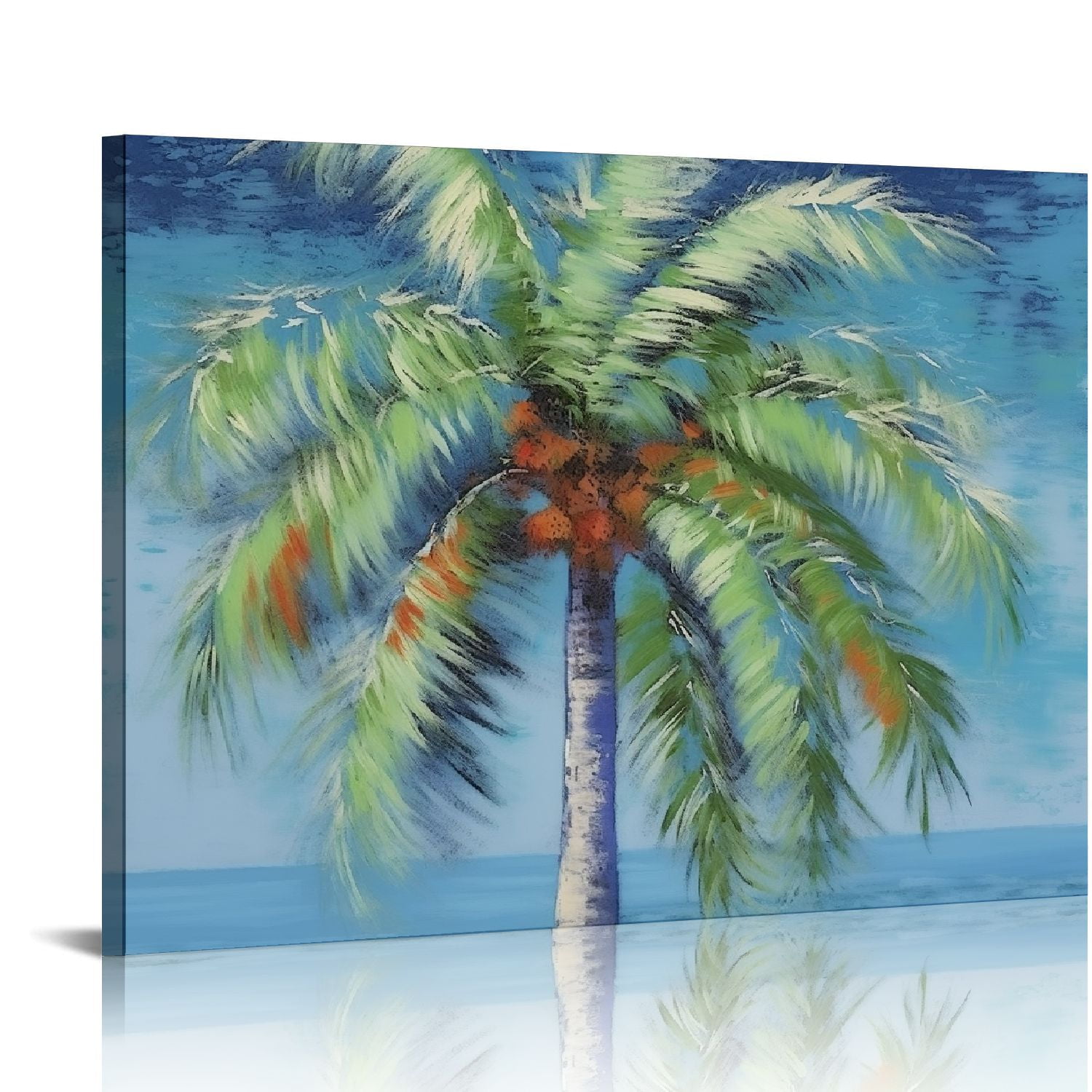 Creowell Palm Tree Canvas Painting Colorful Tropical Wall Picture Art ...