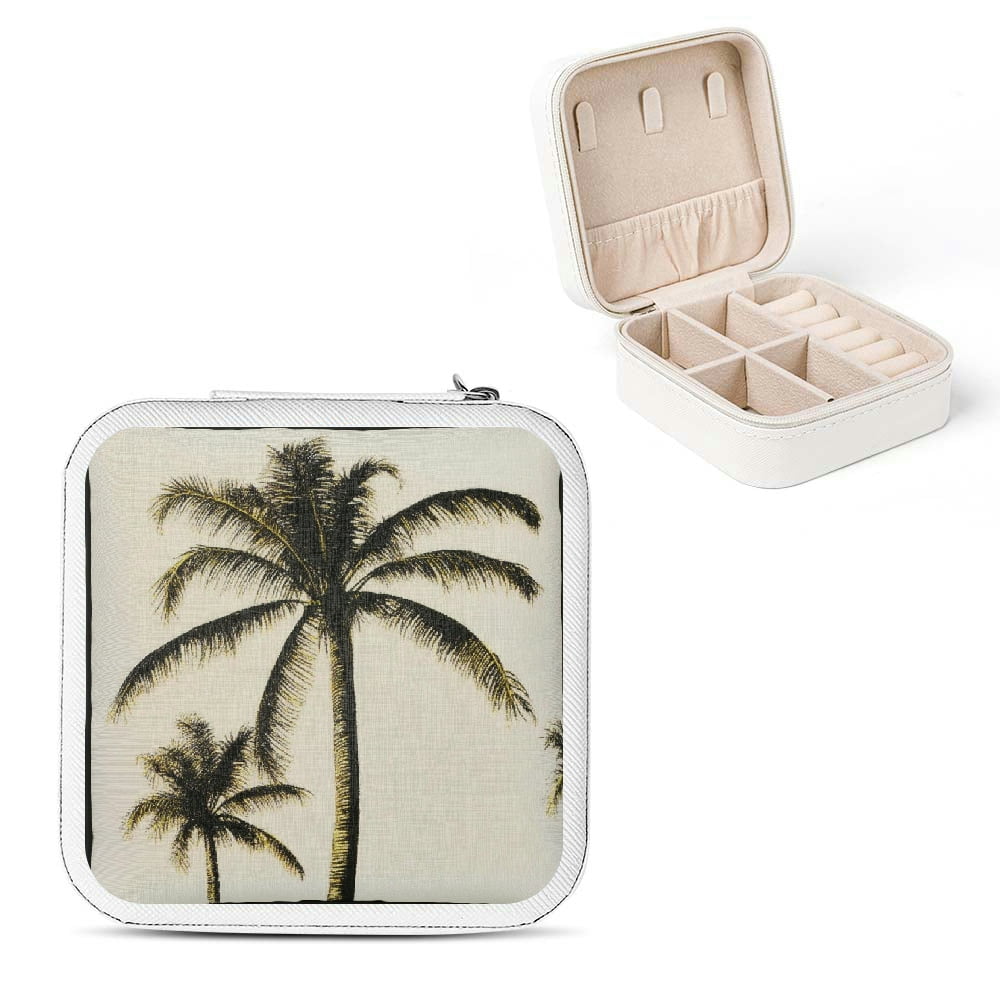 Creowell Palm Tree Jewelry Box Small Travel Organizer for Women White ...