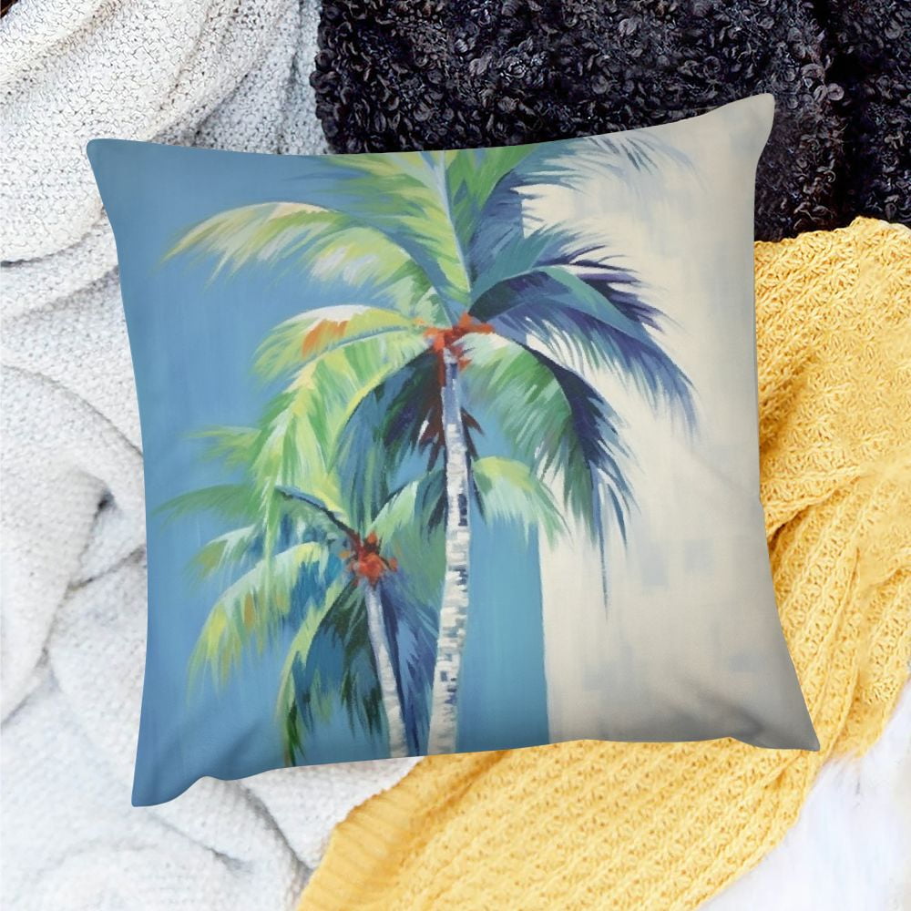 Creowell Palm Tree Pillows Cushion Case for Home Sofa Couch Decor, Set ...