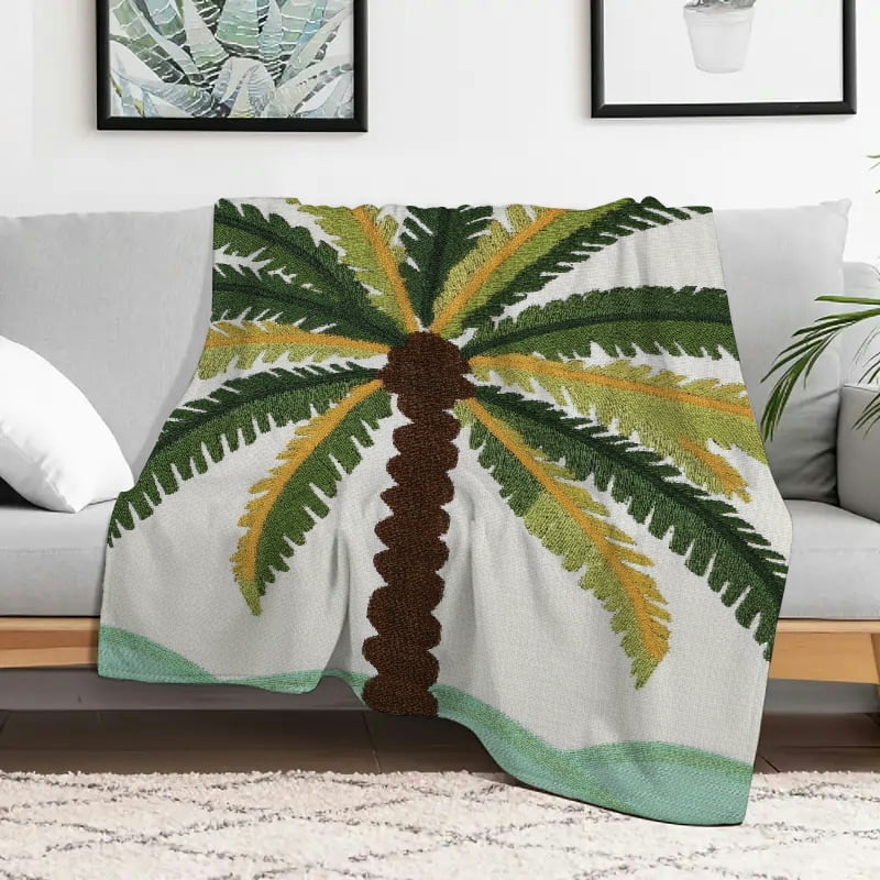 Creowell Palm Tree Silk Screen Folk Art Flannel Blanket - Soft & Warm ...