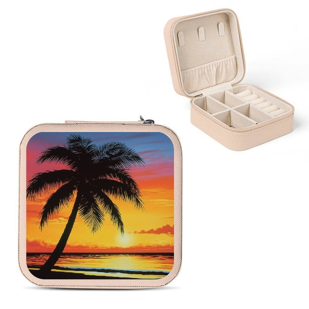 Creowell Palm Tree Sunset Beach Jewelry Box for Necklaces Rings ...