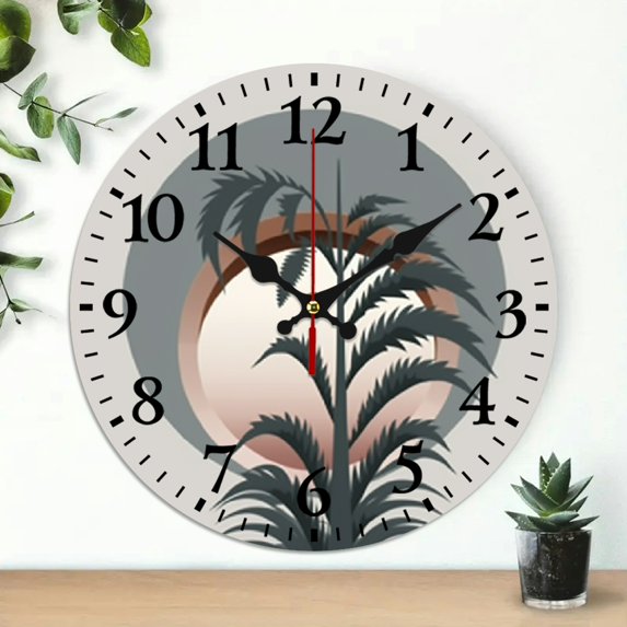 Creowell Palm Tree Wooden Wall Clock 10 Inch Frameless Decor 10x10in ...