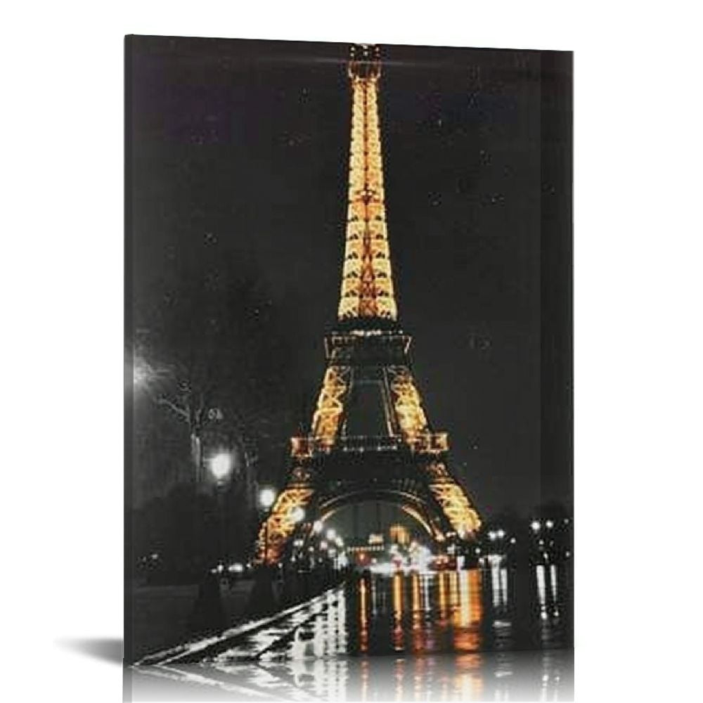 Creowell Paris France Eiffel Tower Night View Wall Decoration Poster ...