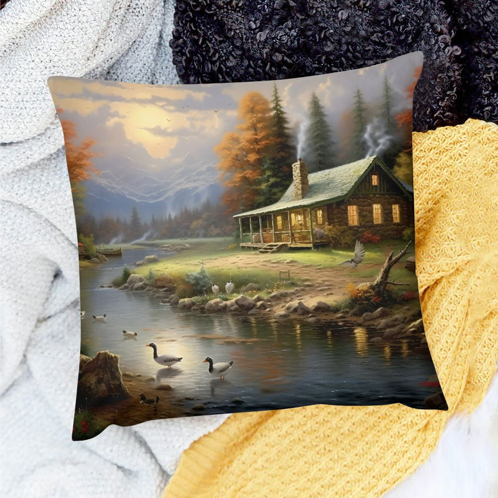 Creowell Party Supplies Ducks Geese Cabin Theme Pillow Covers for Home ...
