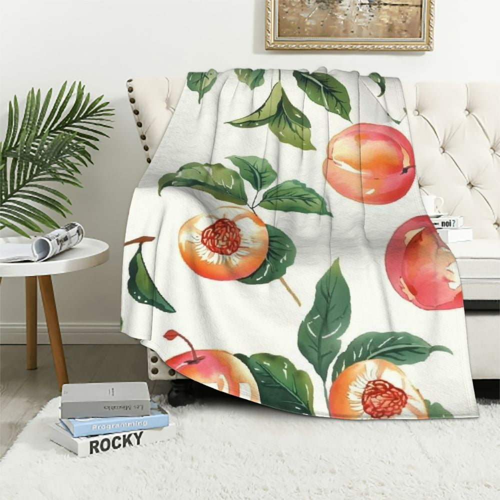 Creowell Peach Print Blanket Gifts for Peaches Lover for Teen,Peach ...