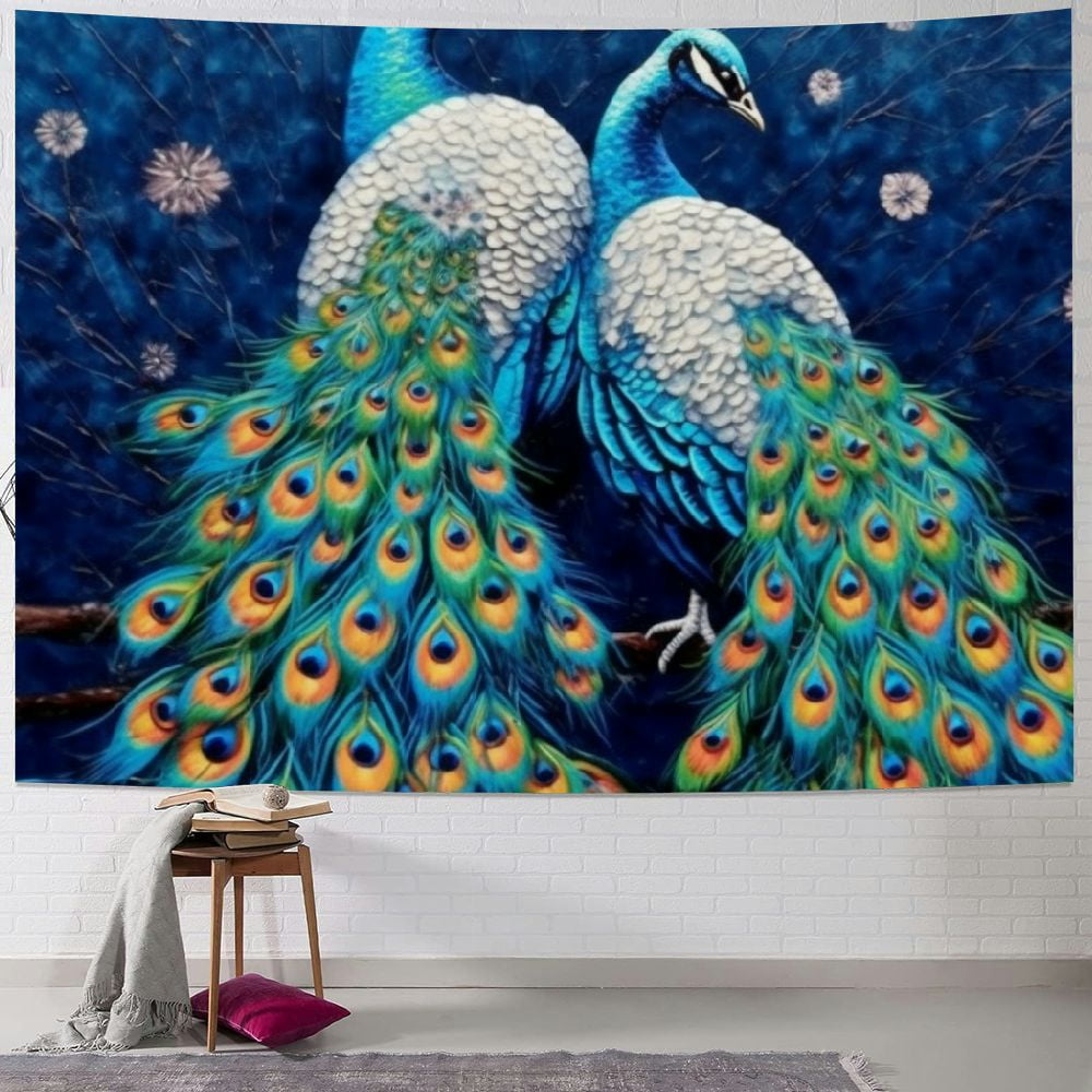 Creowell Peacocks Feathers Aesthetic Tapestry College Dorm Home Decor ...