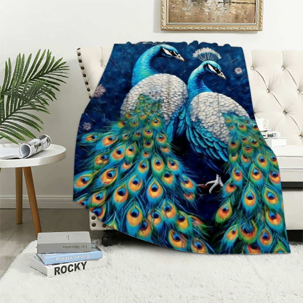 Creowell Peacocks Feathers Soft Cozy Printed Blanket & Throw for All ...