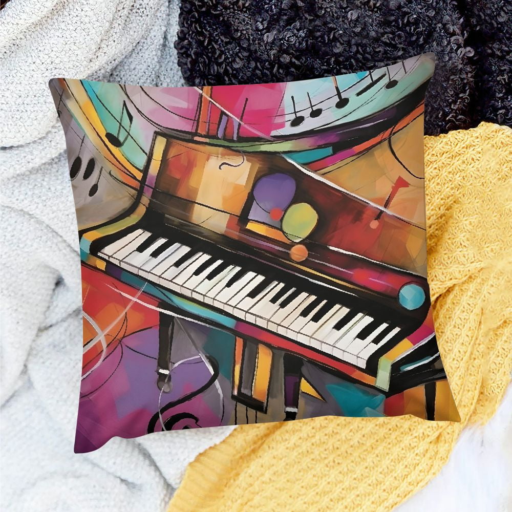 Creowell Piano Keyboard Abstract Brush Strokes Pillow Cushion Case for ...