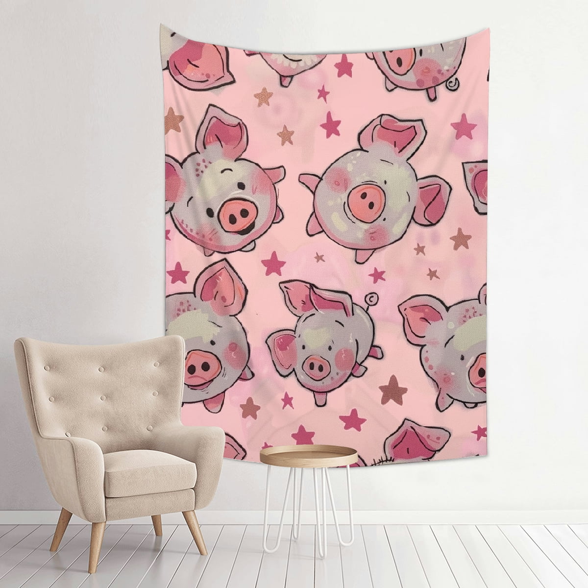 Creowell Pig Faces Stars Dots Print Tapestry Wall Hanging Art 30*40in ...