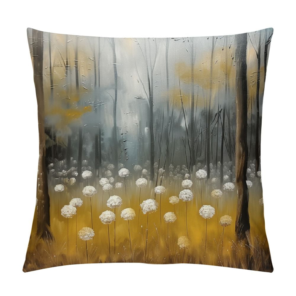 Creowell Pillow Covers Brown Dandelion Throw Pillows, Abstract Tree ...
