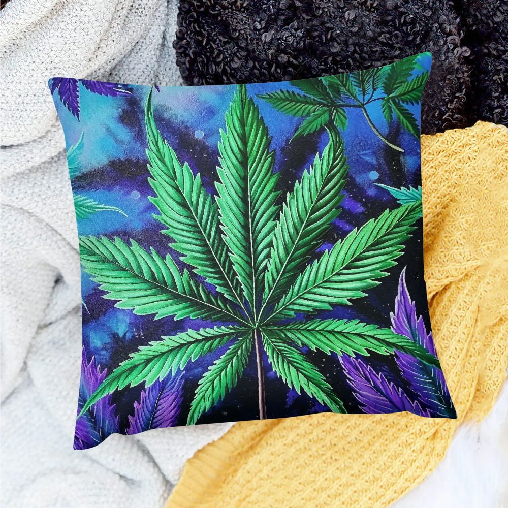 Creowell Pillow Covers Decoration Marijuana Leaf Party Decor for Home ...