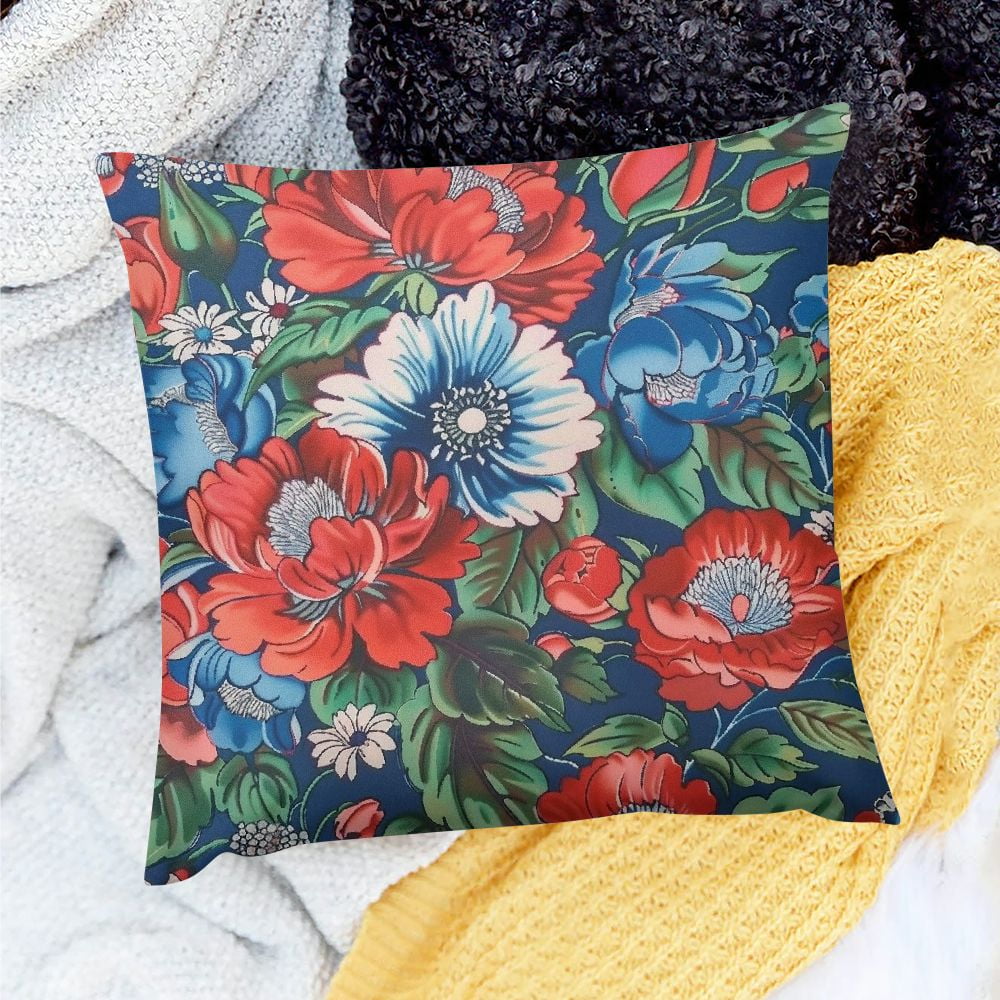 Creowell Pillow Covers Flowers Decor Set Sofa Couch Cushion Case Linen ...