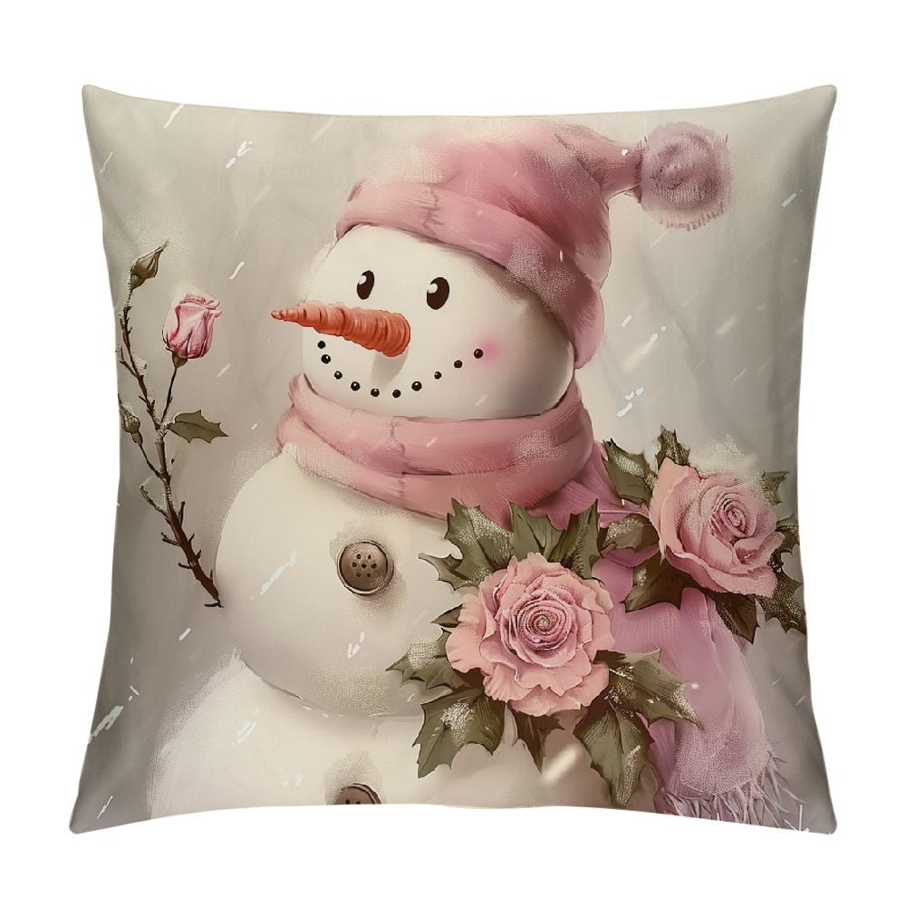 Creowell Pillow Covers Snowman Prints Snowflake Throw Pillows, Wild ...