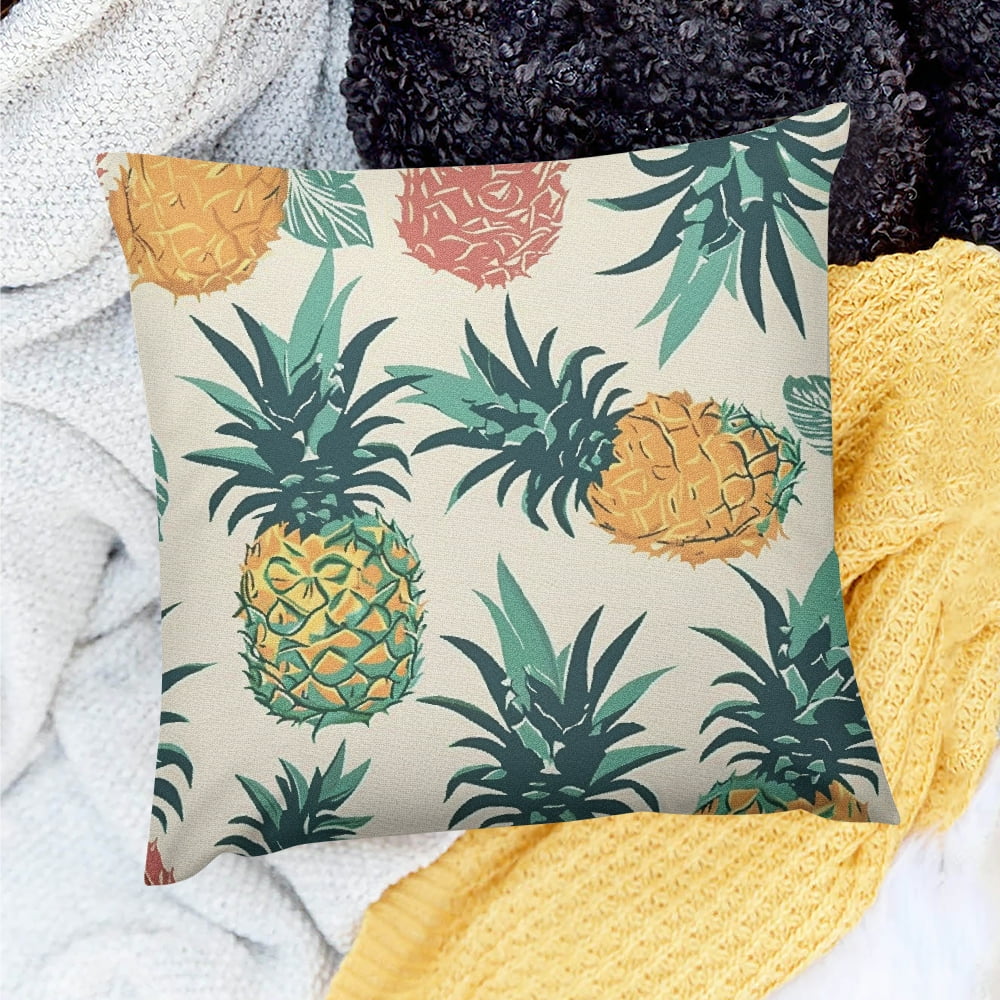 Creowell Pineapples Pattern Wallpaper Pillow Case for Home Sofa Couch Decor Set of 1, Linen ...