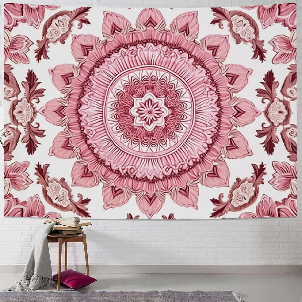 Creowell Pink Boho Wall Tapestry Mandala Tapestry Aesthetic Hippie ...