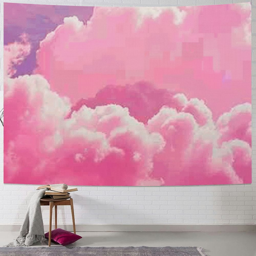 Creowell Pink Cloud Tapestry Pink Tapestry Sky Tapestry Wall Hanging ...