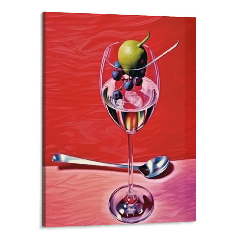 Creowell Pink Poster Aesthetics Cocktail Wall Art Poster Canvas Wall ...