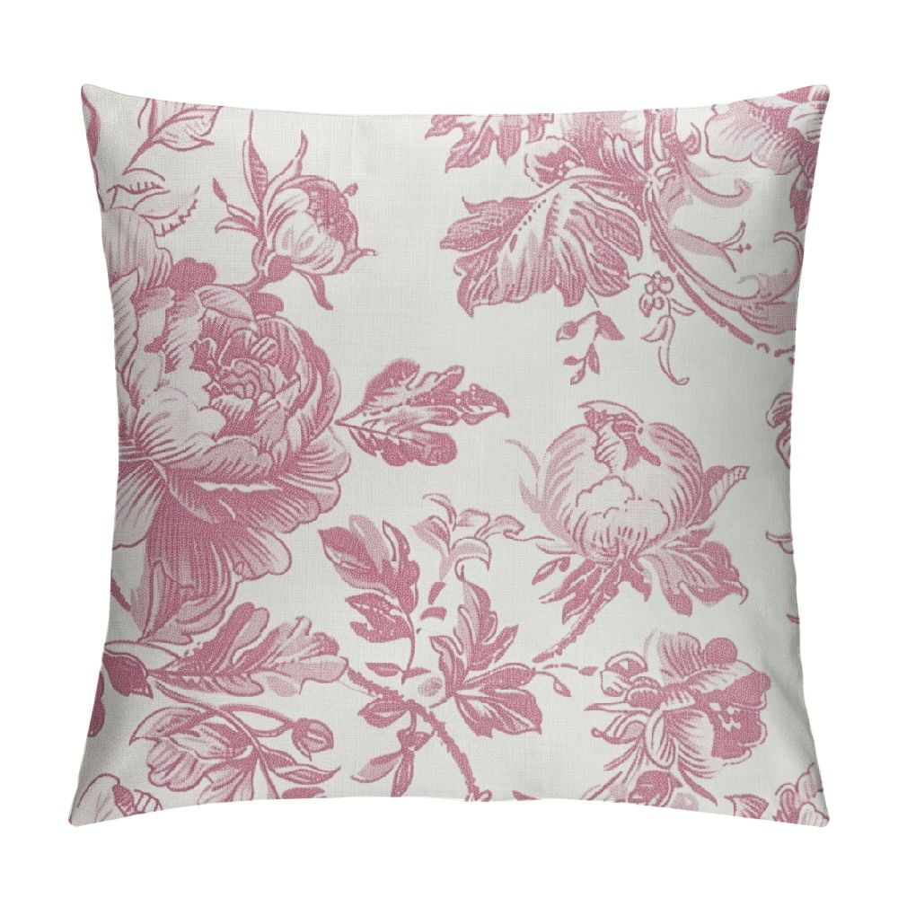 Creowell Pink and Cream Floral Pillow Covers Vintage Throw Chinoiserie ...