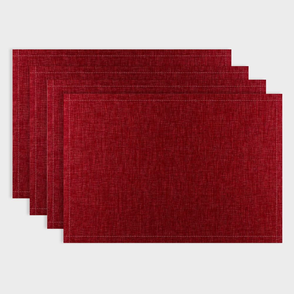 Creowell Placemats Set of 4 Red Placemats for Dinner Heat Resistant ...