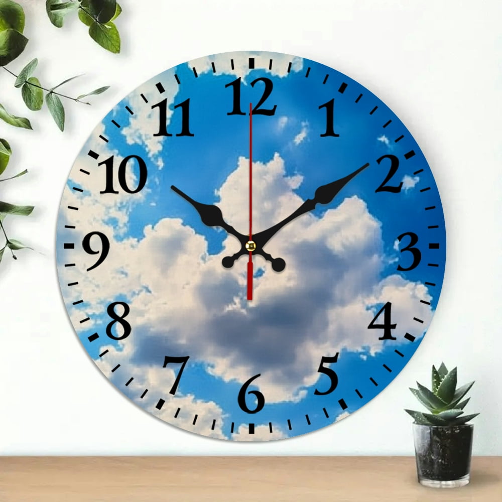 Creowell Plane Clouds Sky Wall Clock 10 Inch Frameless Decor 10x10in ...