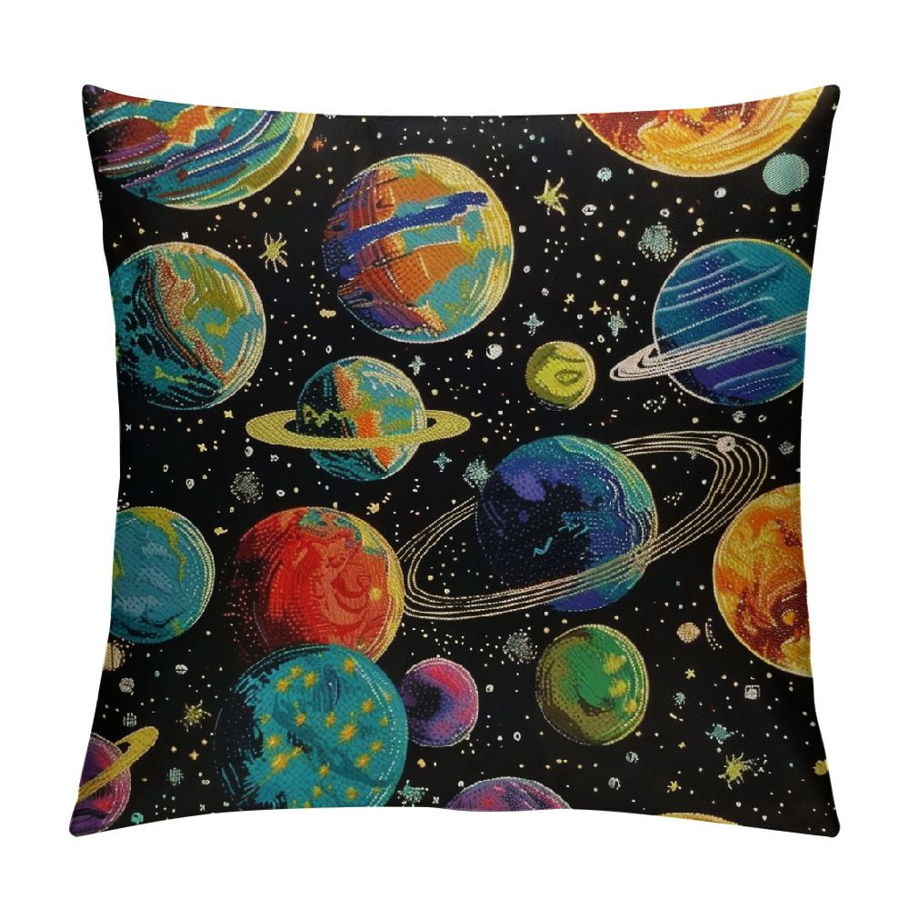 Creowell Planet Pillows Decorative Throw Pillow Cover Universe Outer ...