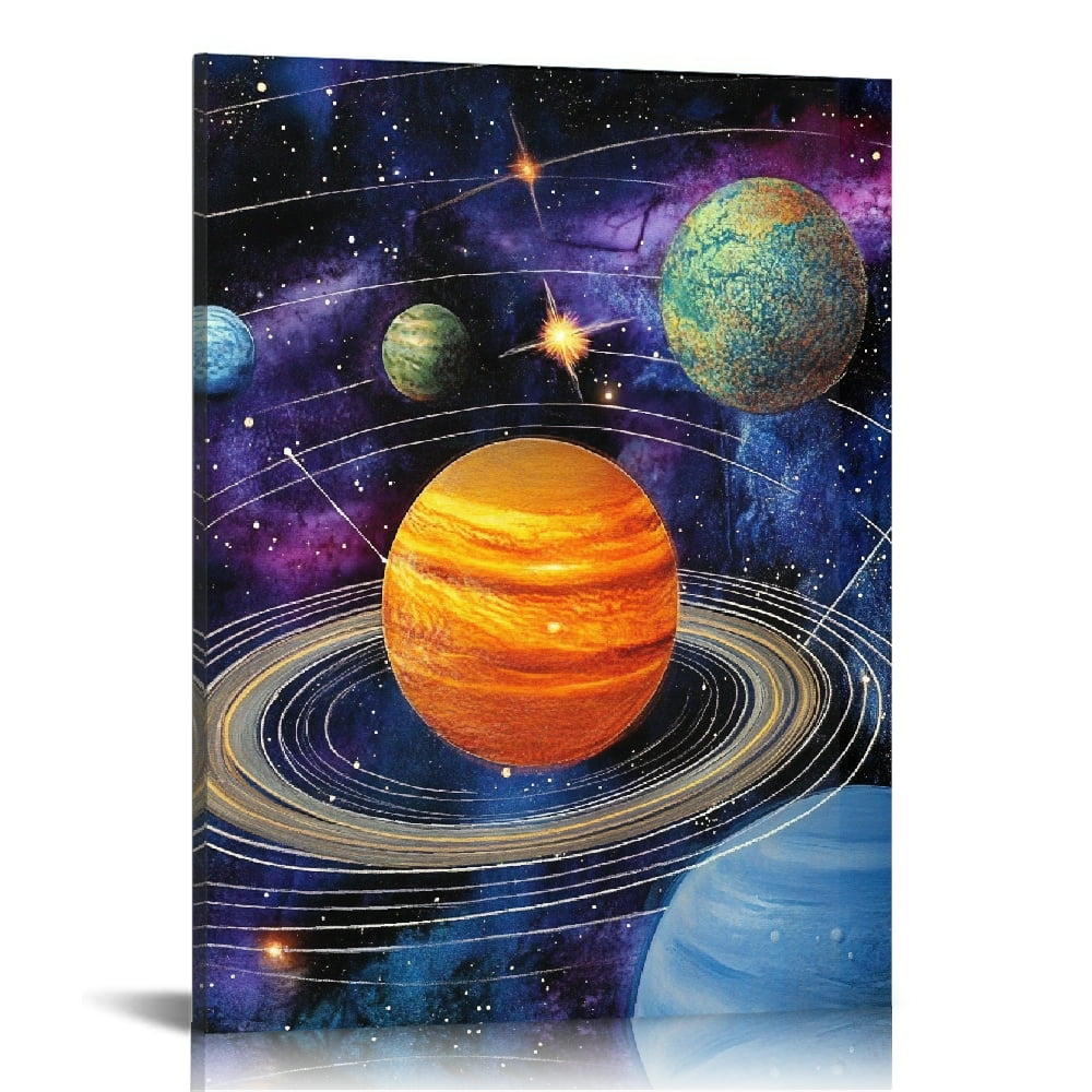 Creowell Planets Stars Canvas Prints Wall Art Home Decor Living Room ...