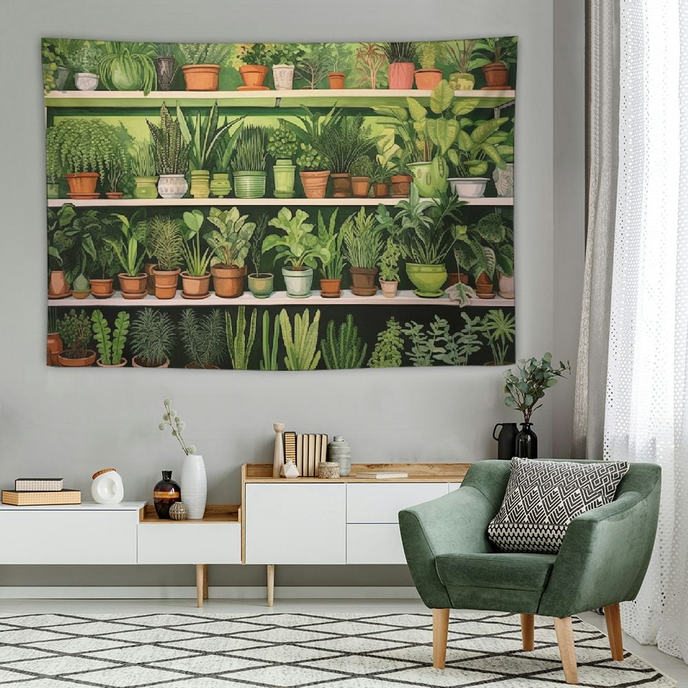 Creowell Plant Tapestry, Green Botanical Tapestry Wall Hanging, Vintage ...