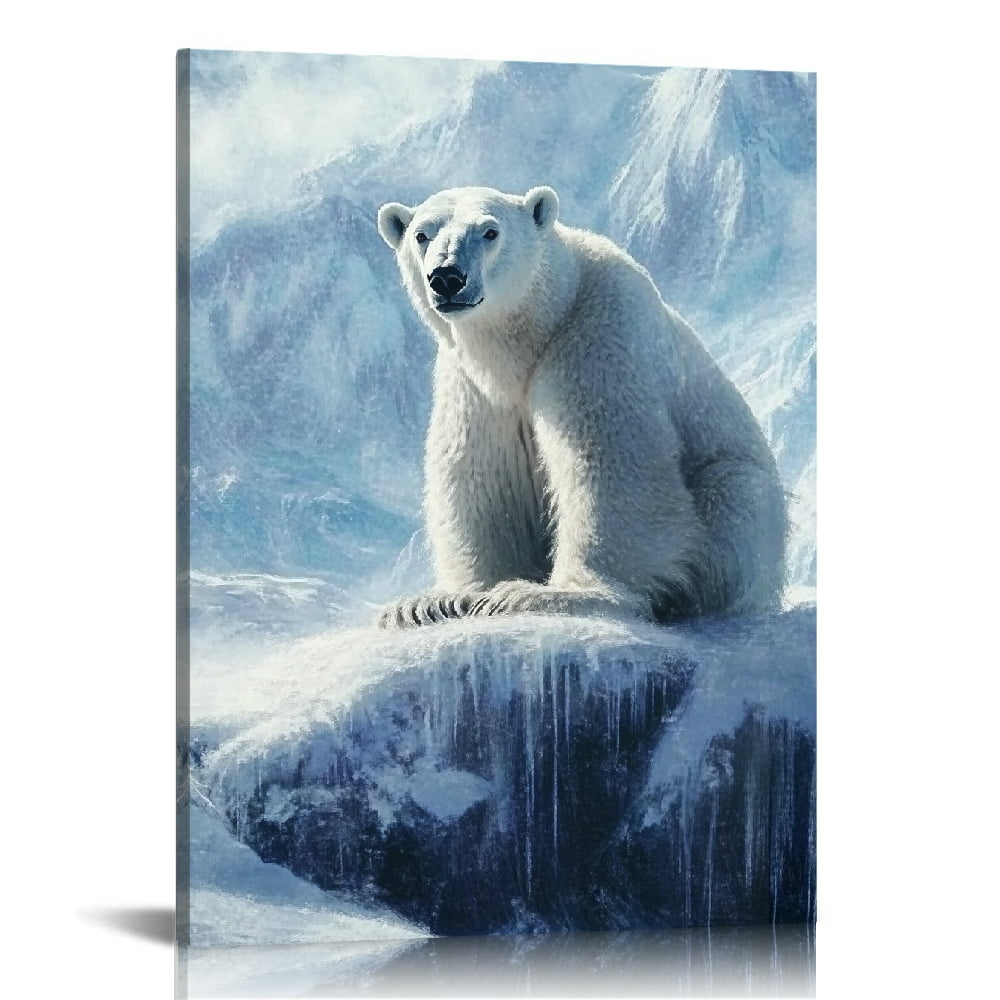 Creowell Polar Bear Snow Mountains Wall Art Canvas Home Decor Living ...
