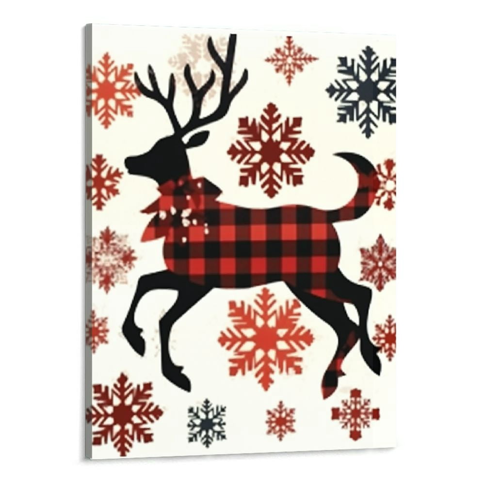 Creowell Prints - Red Buffalo Check Reindeer Full Body Silhouettes ...