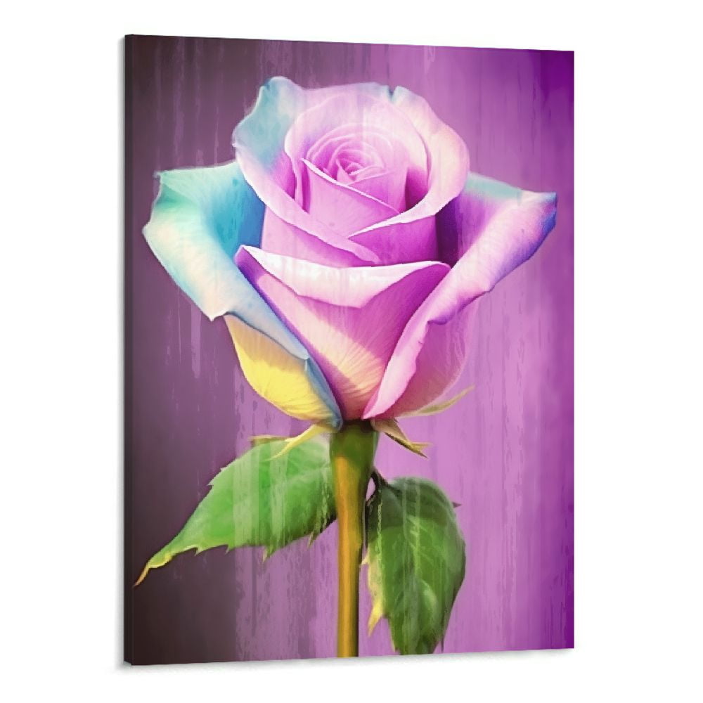 Creowell Purple Rose Wall Art Flower Picture Canvas Posters Print ...