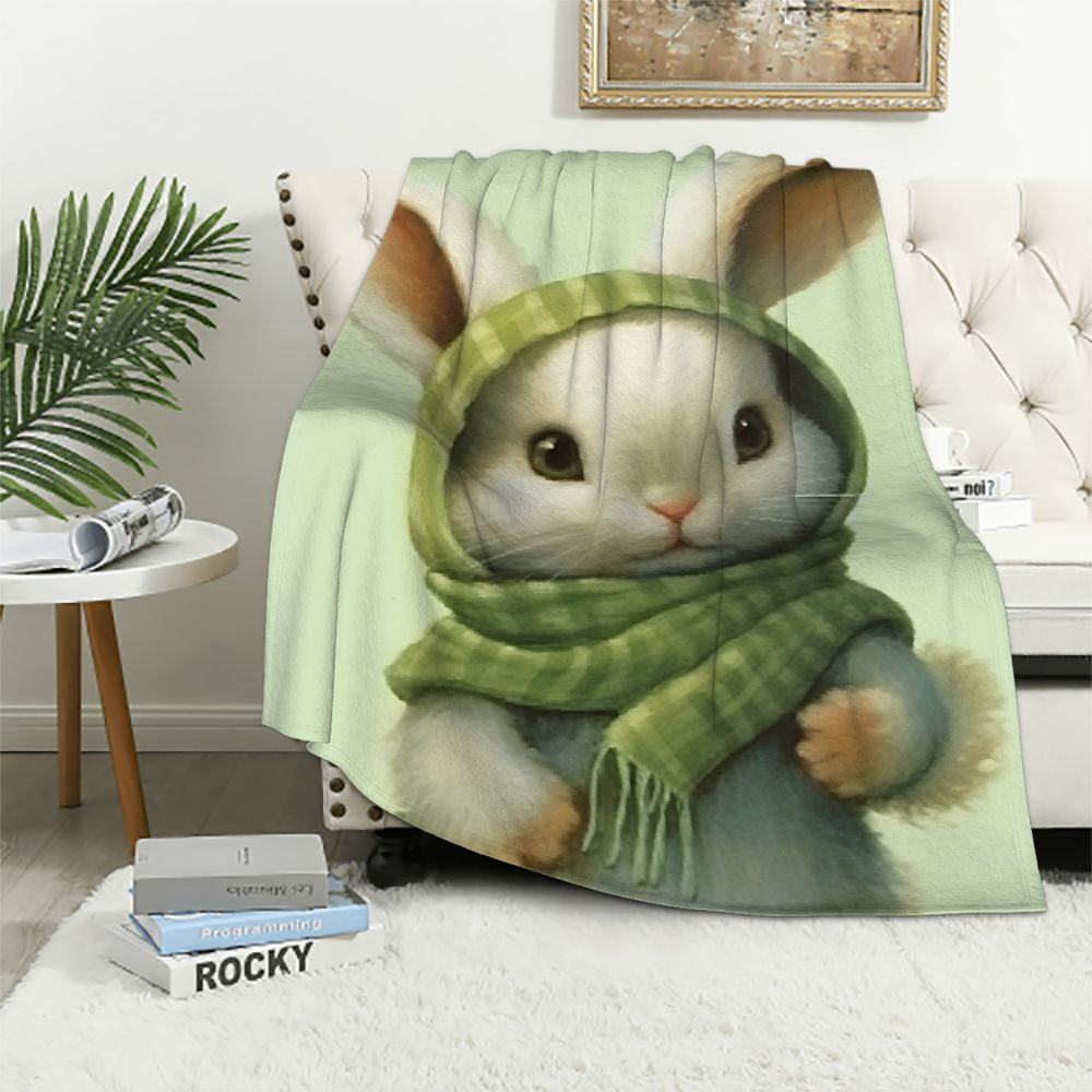 Creowell Rabbit Blanket Blanket,Soft Warm Fuzzy Throw Blankets Kids Or ...