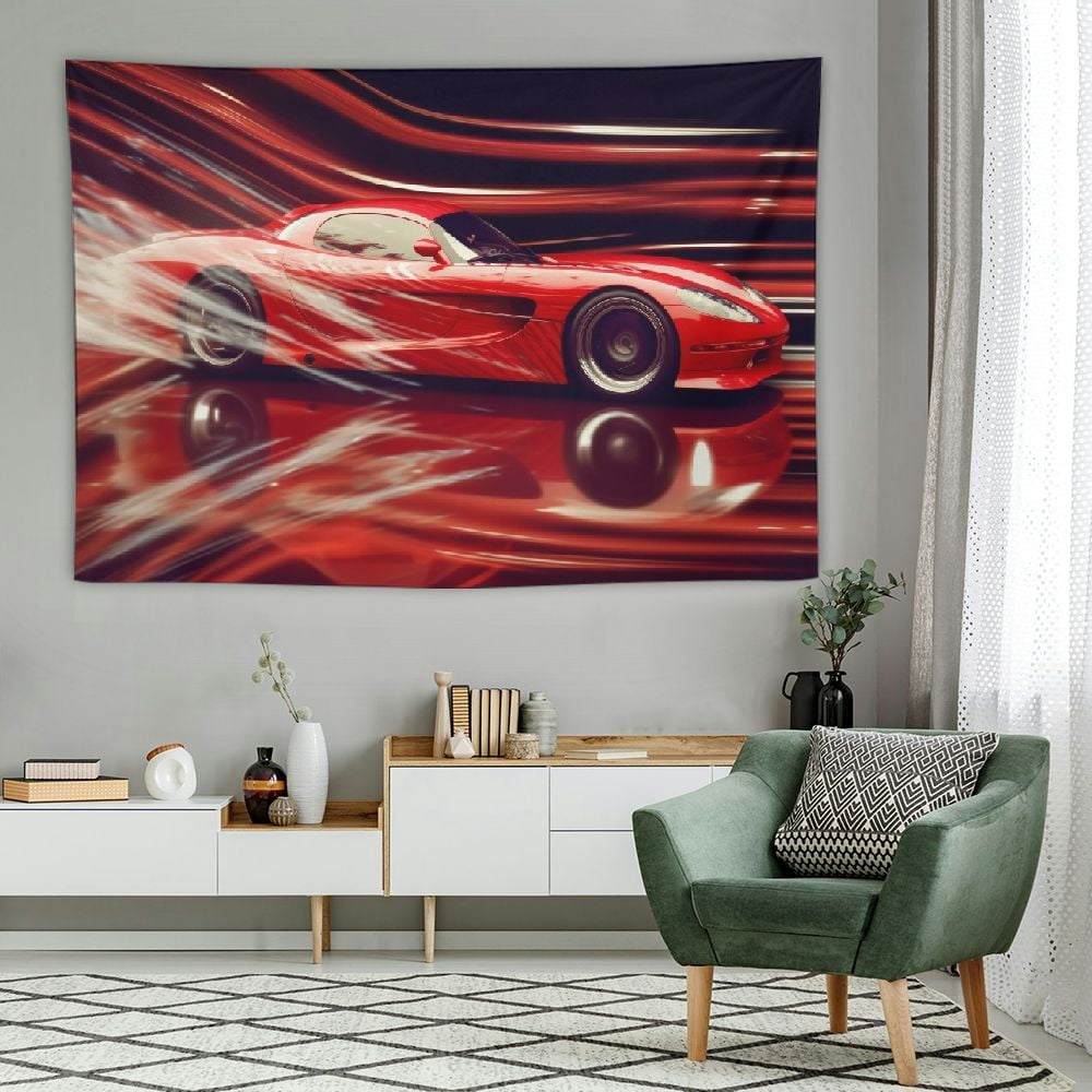 Creowell Race Car Wall Tapestry for Kids Boys Teens Speed Sports Car ...