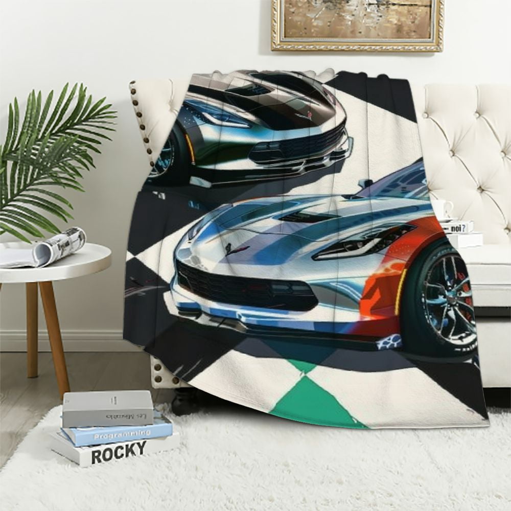 Creowell Racing Car Theme Throw Blanket for Kids, Multicolor Sport Race ...